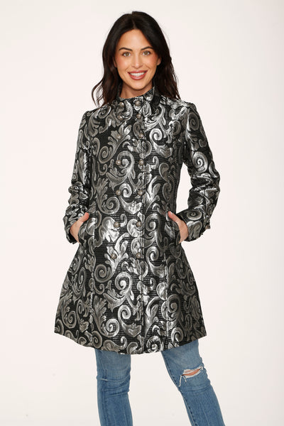34652 Silver Brocade Womens Coat – Orchid Bloom Clothing